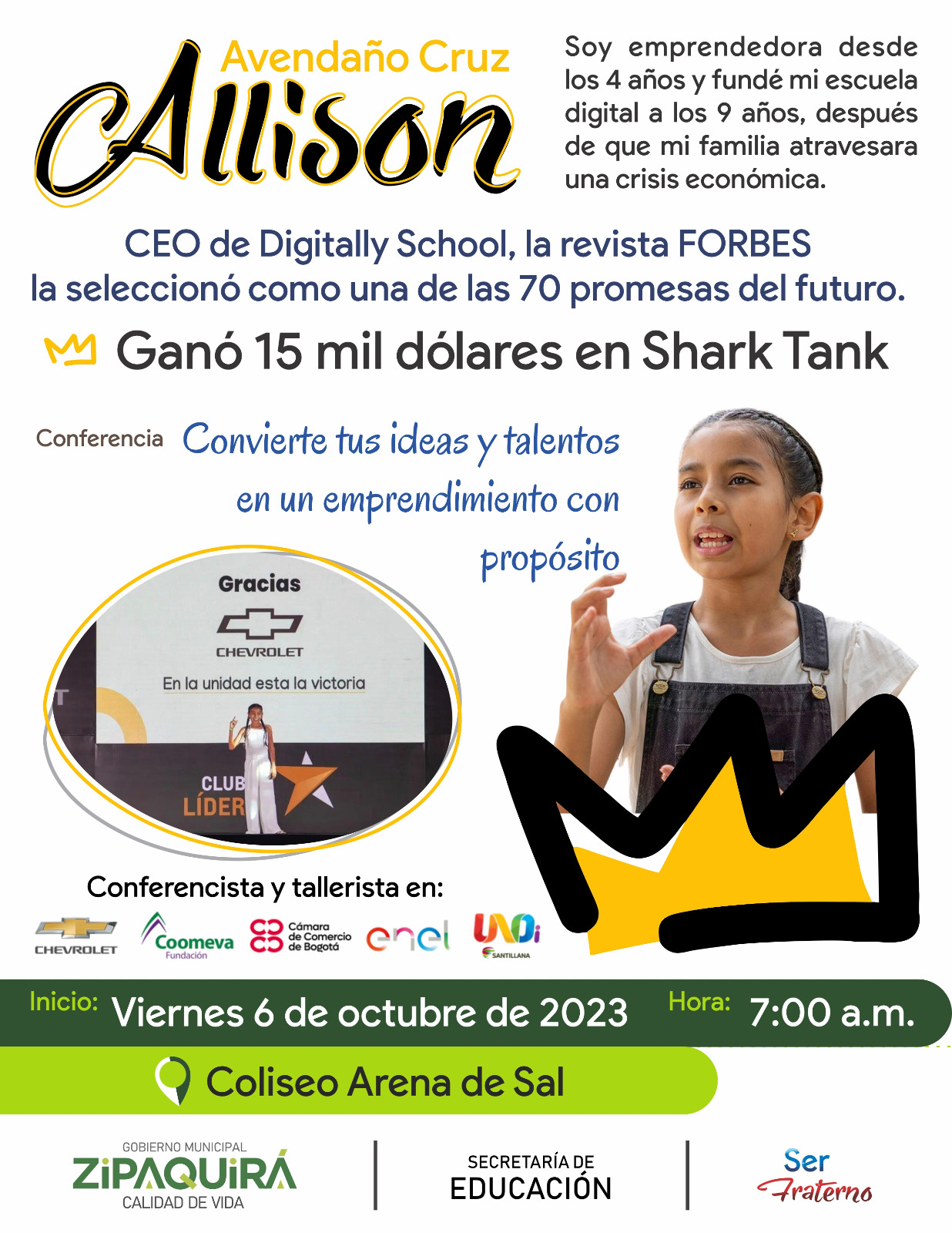 Allison, la niña colombiana con mayor talento empresarial, estará este ...